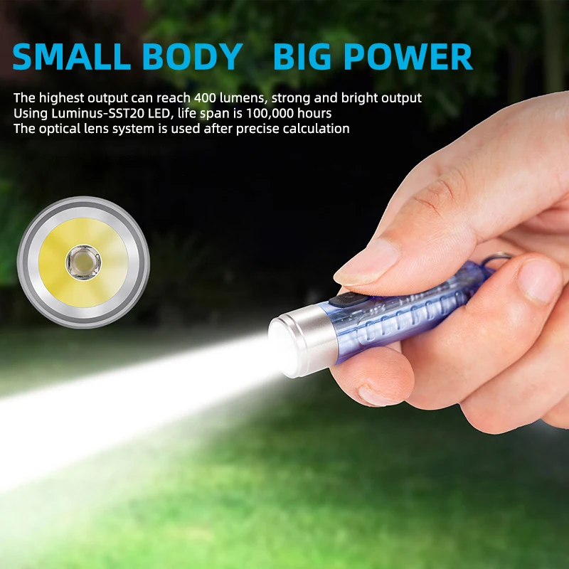 New S11 Mini Flashlight Keychain USB-C Fast Charge Emergency Lighting ...