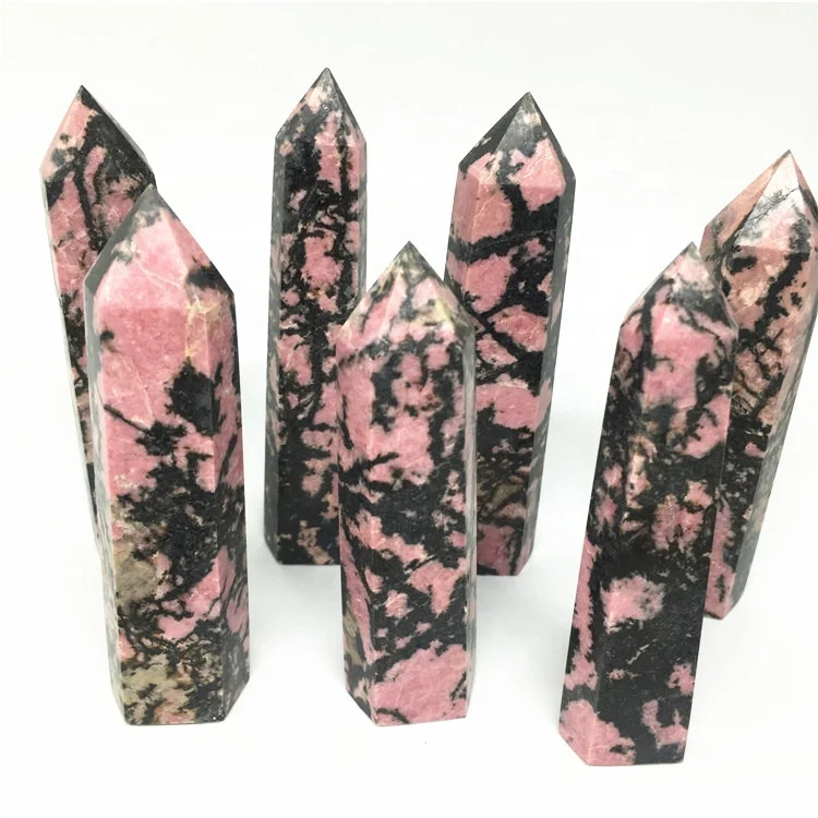 Wholesale Natural Healing Stones Crystal Point Wand Carved Rhodonite ...