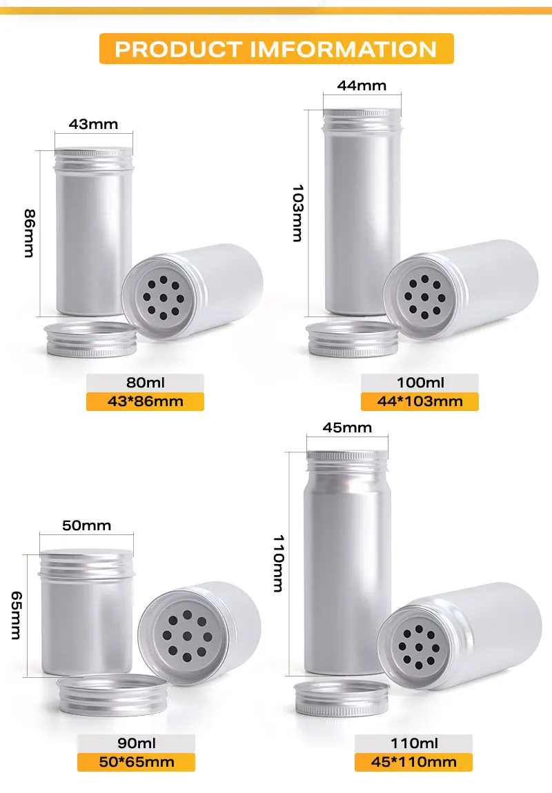 Custom Label Cylinder-Shaped Metal Aluminum Shaker Tins