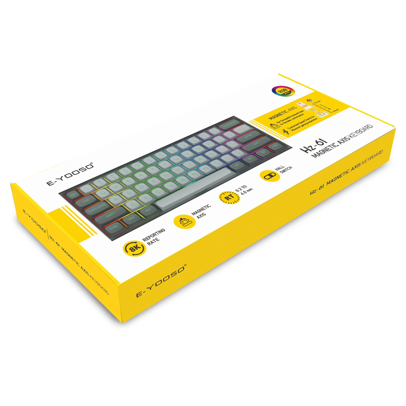 Magnetic Axis Keyboard Eyooso 61-key Rgb Wired Usb Keyboard With ...