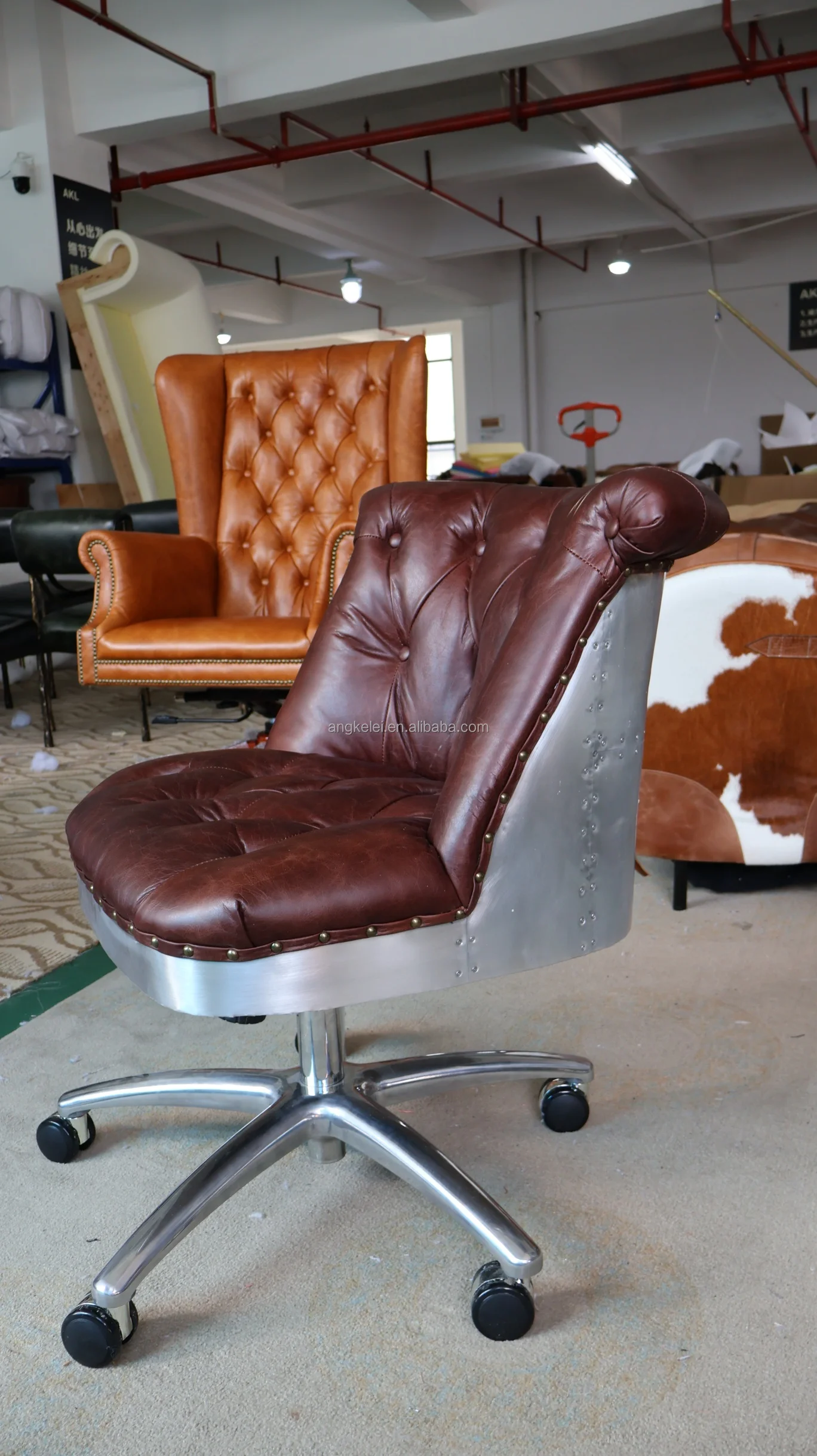 Aviation Furniture Leather Swivel Chair Genuine Leather Home Office ...