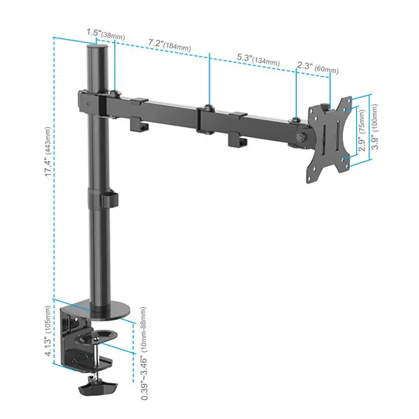 Single Arm Height Adjustable Monitor Desk Mount-fits 13" To 27 ...