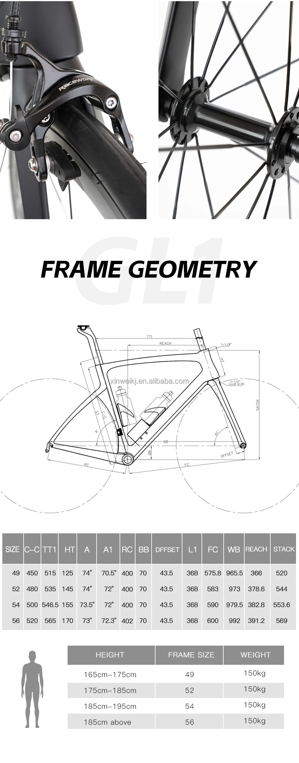 Cnxw Moq 1psc Oem Odm 18speed 9kg V Brake 700c Ultra-light Racing Carbon Fiber Road Cycling ...