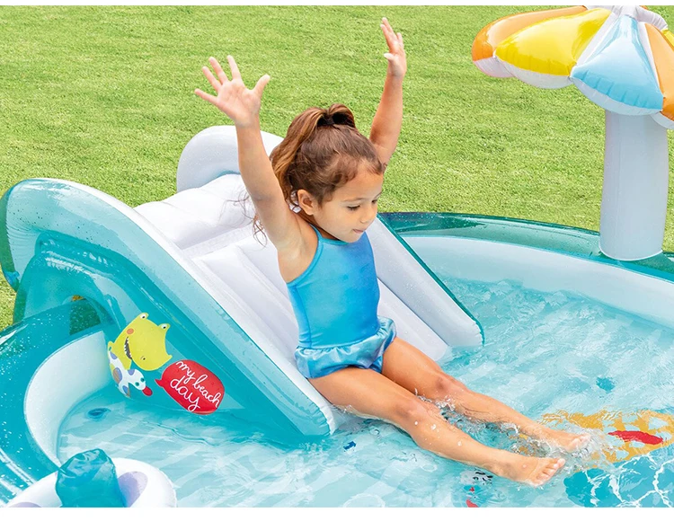Intex 57165 Gator Play Center Inflatable Kiddie Spray Wading Pool With ...