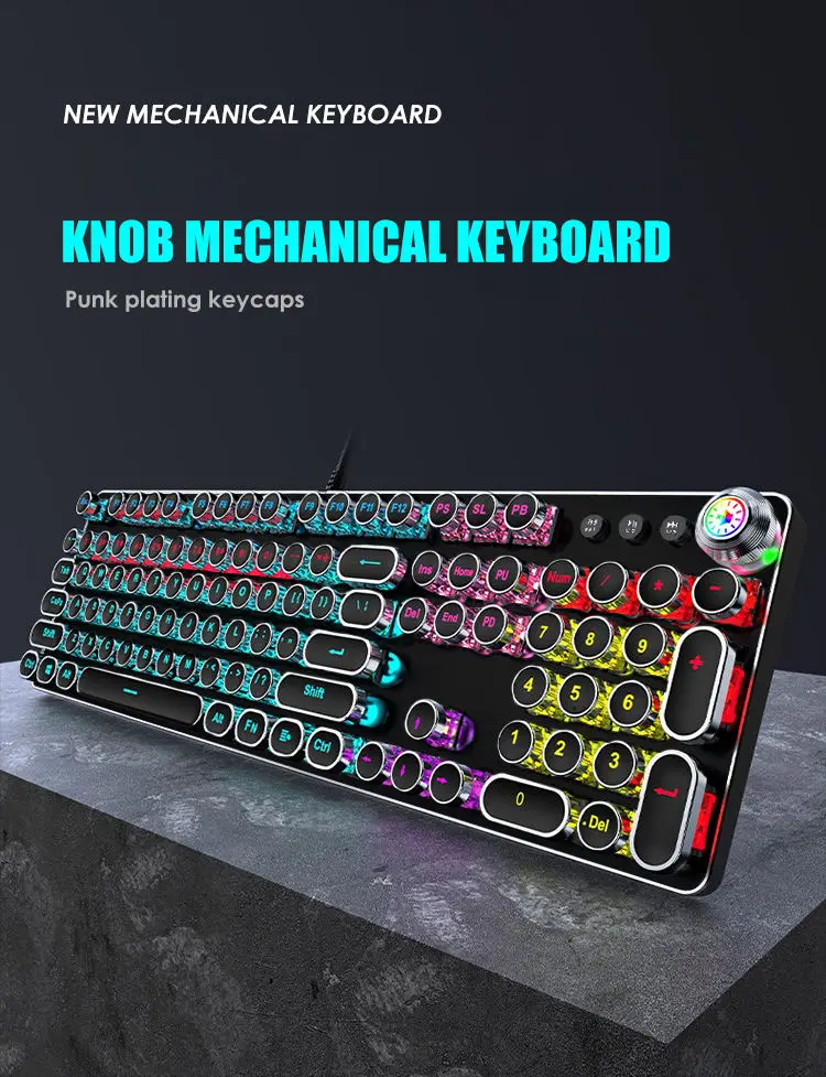 Wholesale Mechanical Keyboard Punk Plating Key Cover 820 Retro 104 Keys ...