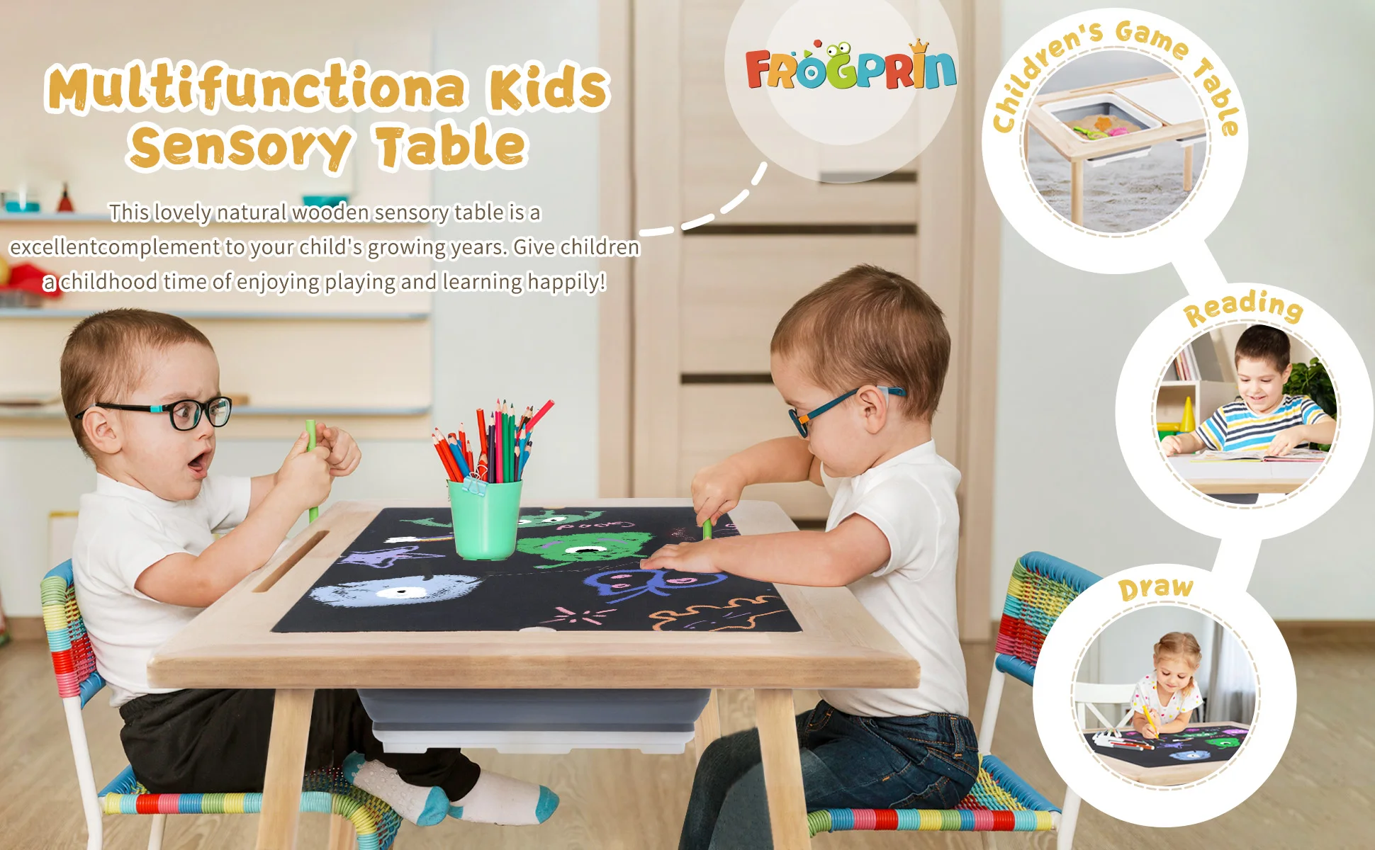 Montessori Wooden Toddler Toys - Multifunction Activity Tables