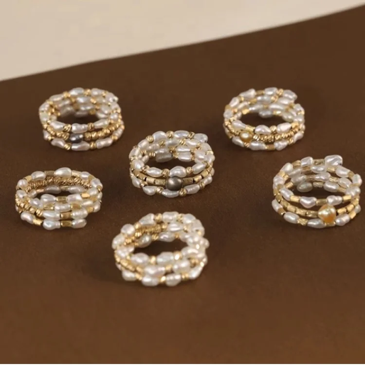 18K Gold Australian White Pearl Rich Golden Keshi Mix Simple Versatile ...