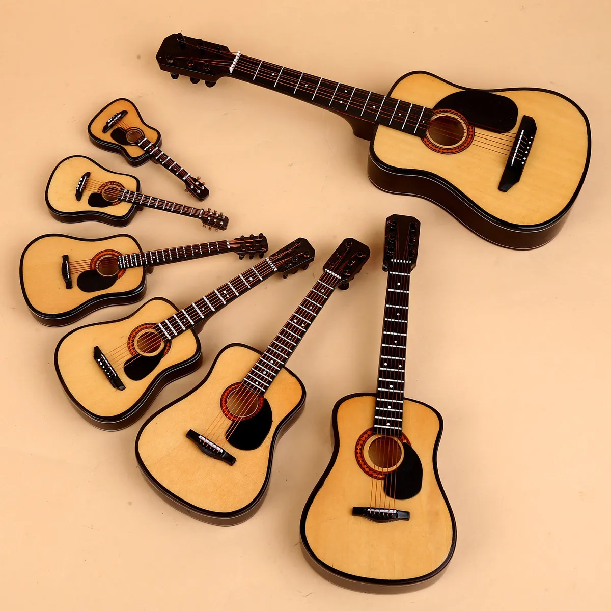 Handmade Wooden Miniature Guitar Model With Guitar Stand Mini Toy ...