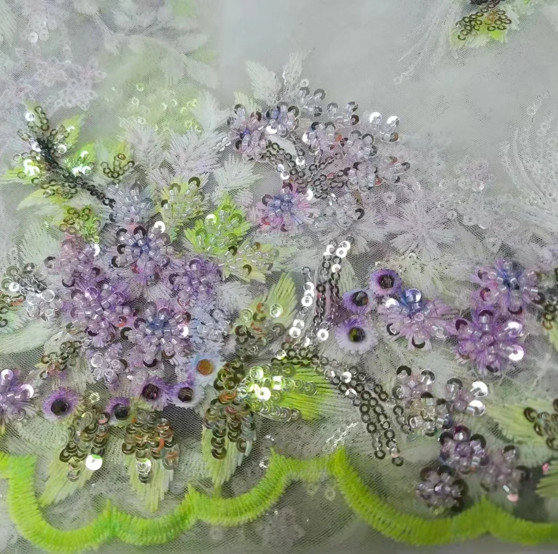 AFFINITY New Arrival Multicolor Flower African Beaded Lace Fabric ...