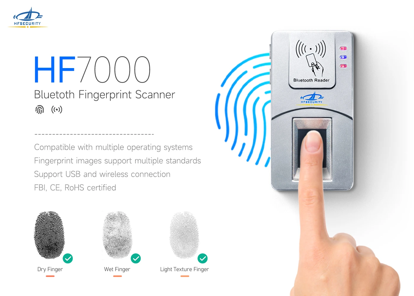 HF7000 USB Capacitive Fingerprint Instrument Live Finger Detection ...