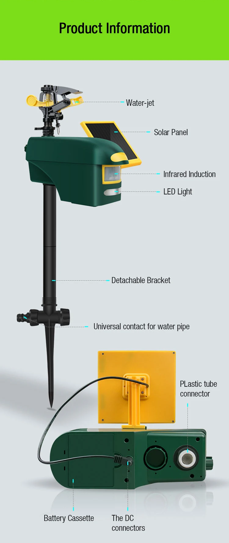 Aosion Solar Panel Operated Multi-Functional Water Sprinkler