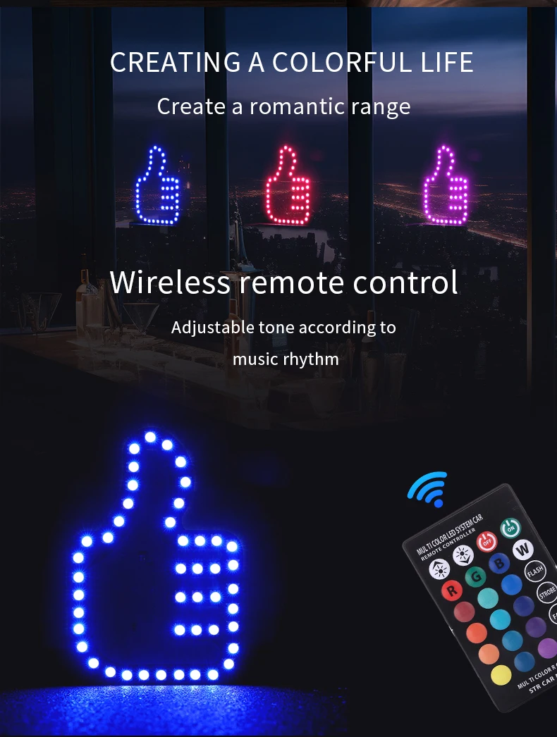 Rgb Funny Middle Finger Gesture Car Usb Led Light Creative Car Rear ...