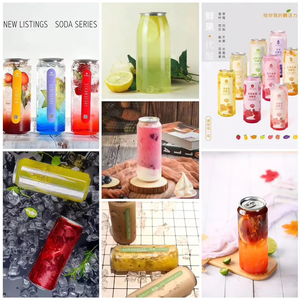 330ml Clear PET Plastic Cake Can with All Open Ring Pull Lid