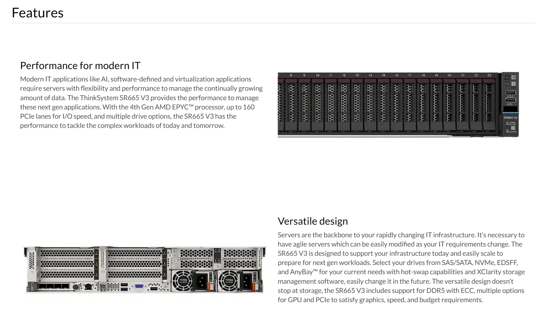 Lenovo Thinksystem 2u Rack Server Sr665 V3 4rd Amd Epyc 9004 Genoa ...