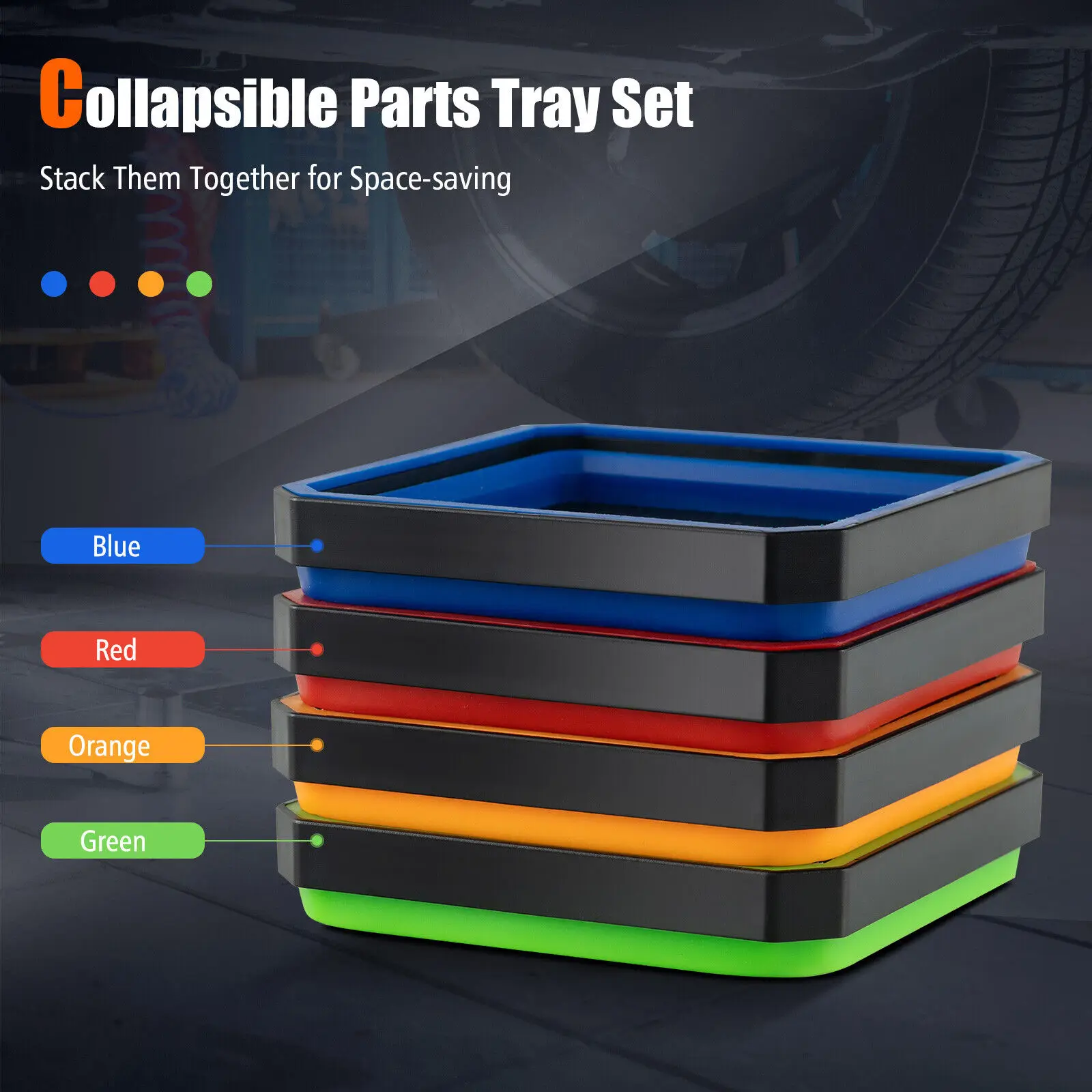 4 Pack Magnetic Tray Collapsible Magnetic Parts Tray For Small Parts ...