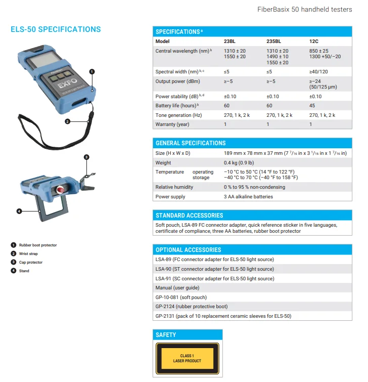 Exfo Fiberbasix 50 - Precision Handheld Testers for FTTX
