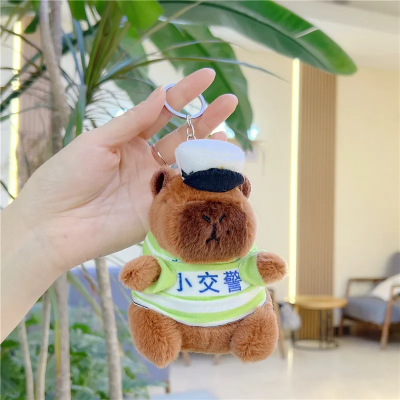 Custom Police Capybara Stuffed Toy Funny Plush Capybara Keychain ...