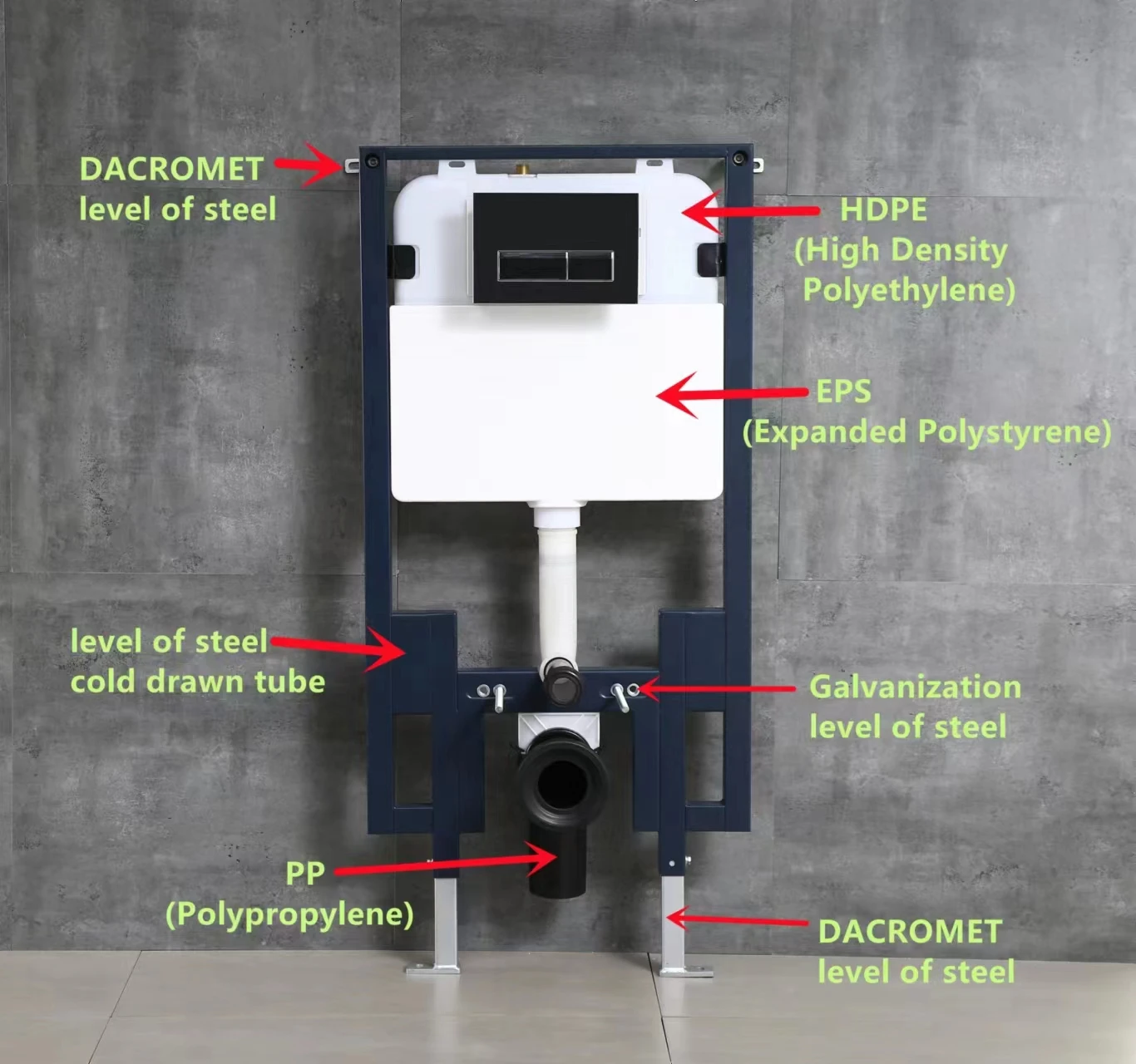 Wall Hung Mount Concealed Toilet Cistern - Dual Push Button