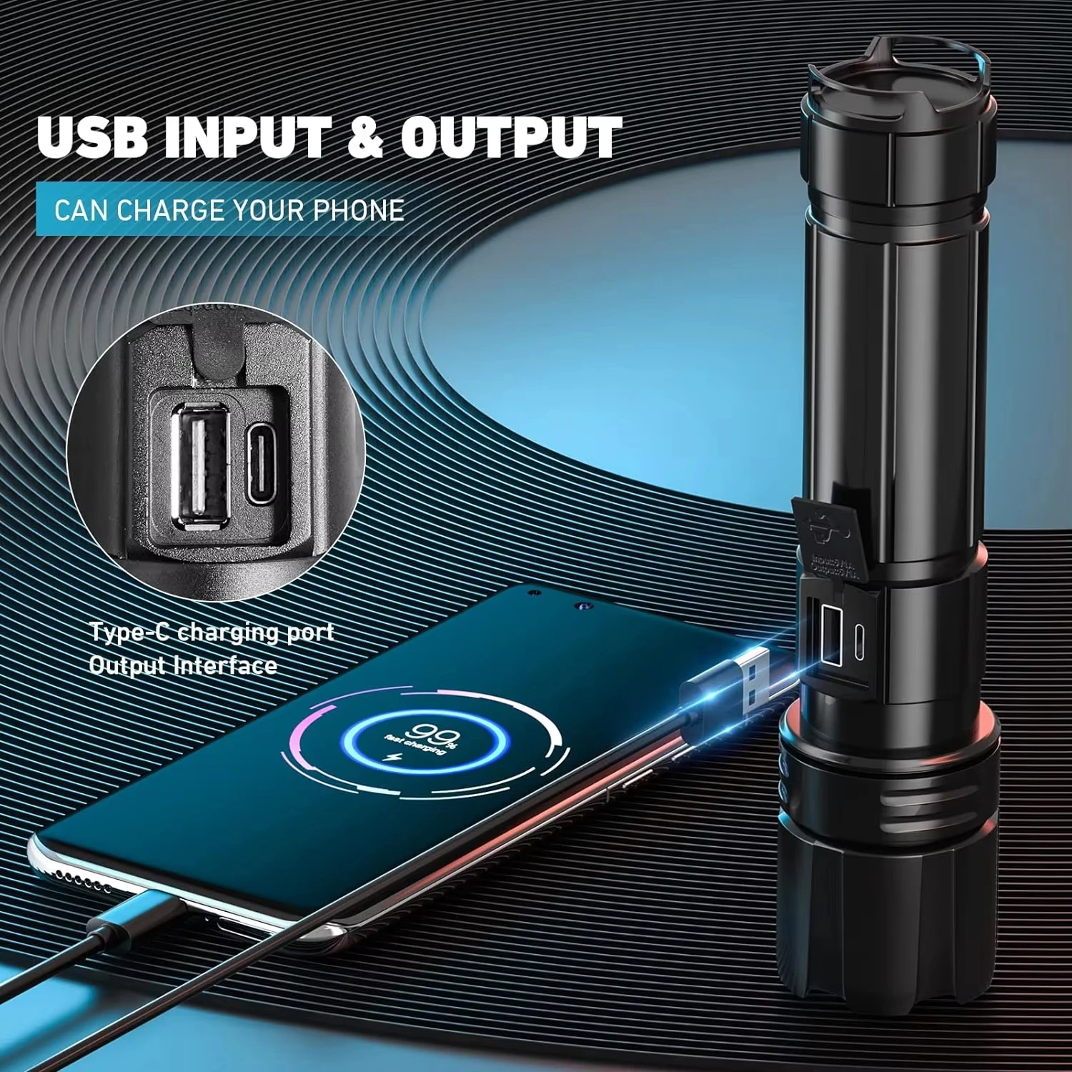 Outdoor Bright Light Power Display Aluminum Alloy Usb Rechargeable ...