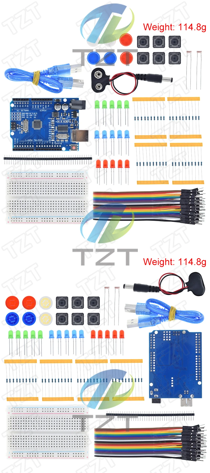 TZT Starter Kit for UNO R3 - Mini Breadboard LED Arduino