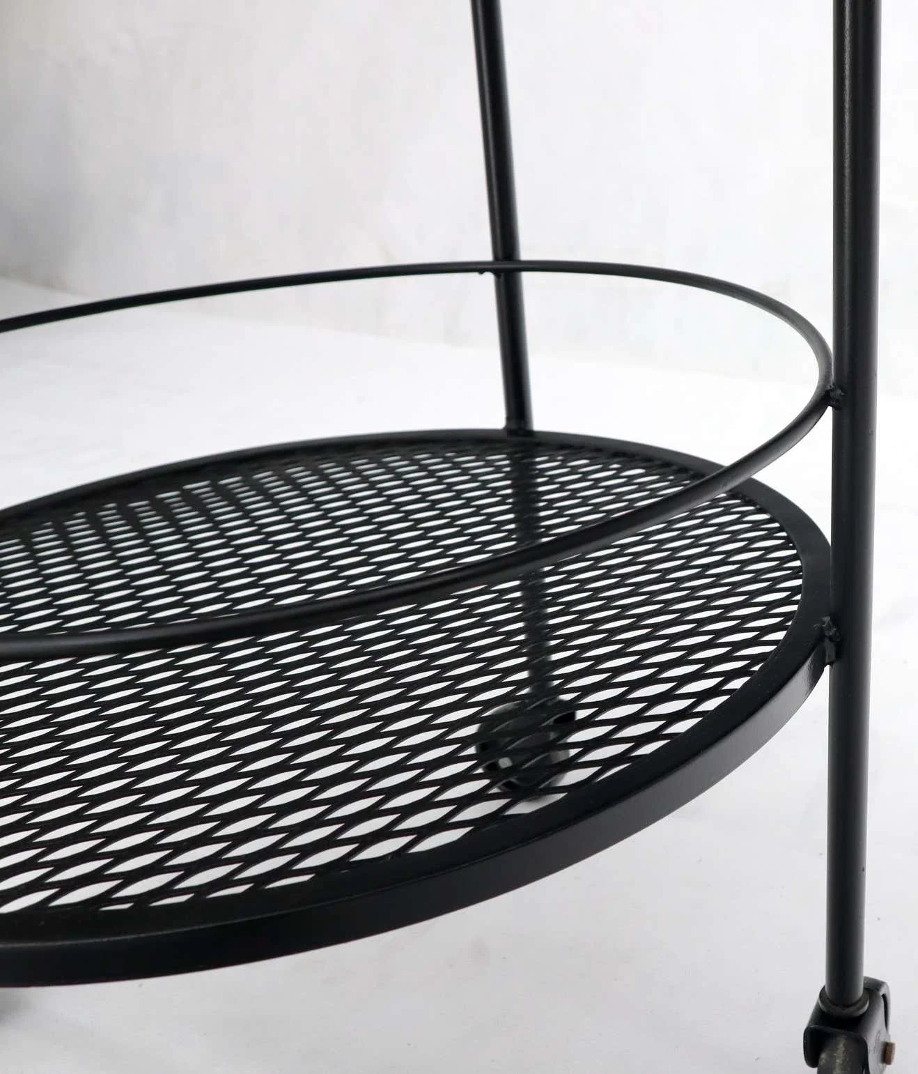 Mid-century Modern Round Perforated Metal Cylinder Shape 3-tier Metal ...