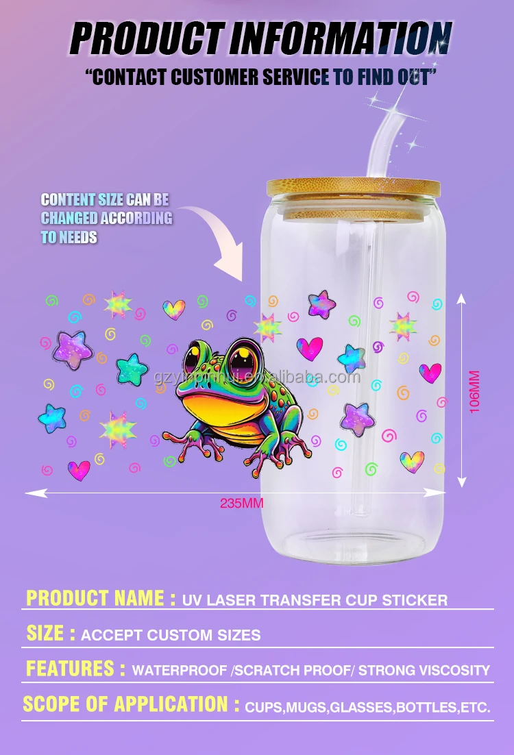 Customlazer Label Stickers For Mugs Film Sheet Brand Logo Uv Dtf Warps ...