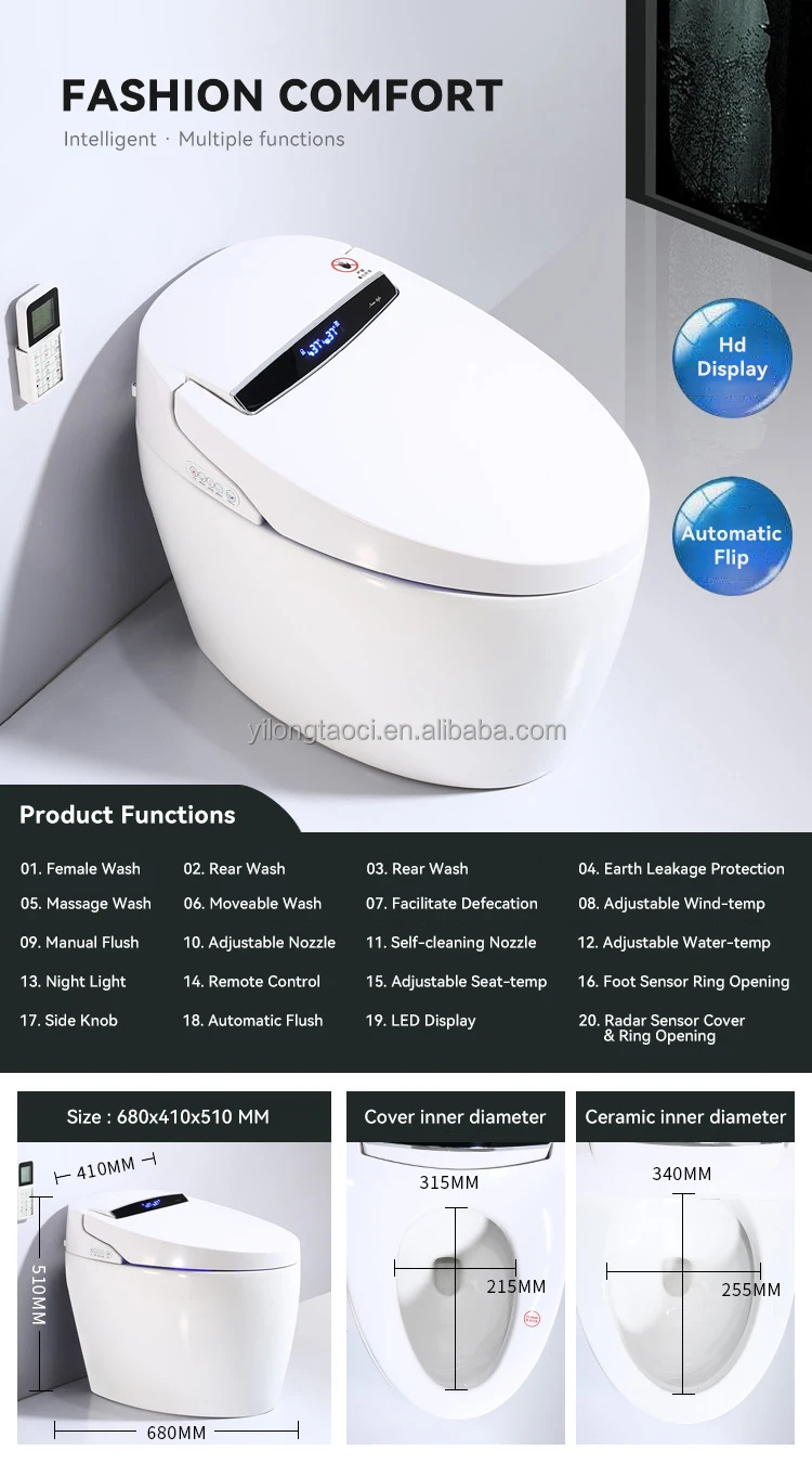 Popular Sanitary Ware Floor Mounted Intelligent Toilet Bowl Automatic ...