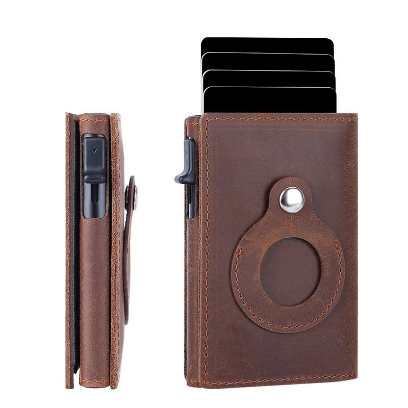 Custom Logo Rfid Blocking Anti-theft Wallet Crazy Horse Genuine Leather ...