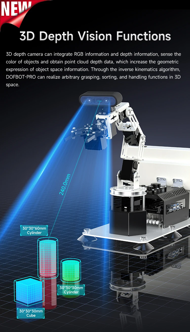 DOFBOT Pro 3D Depth Camera Vision Robotic Arm for Jetson NANO