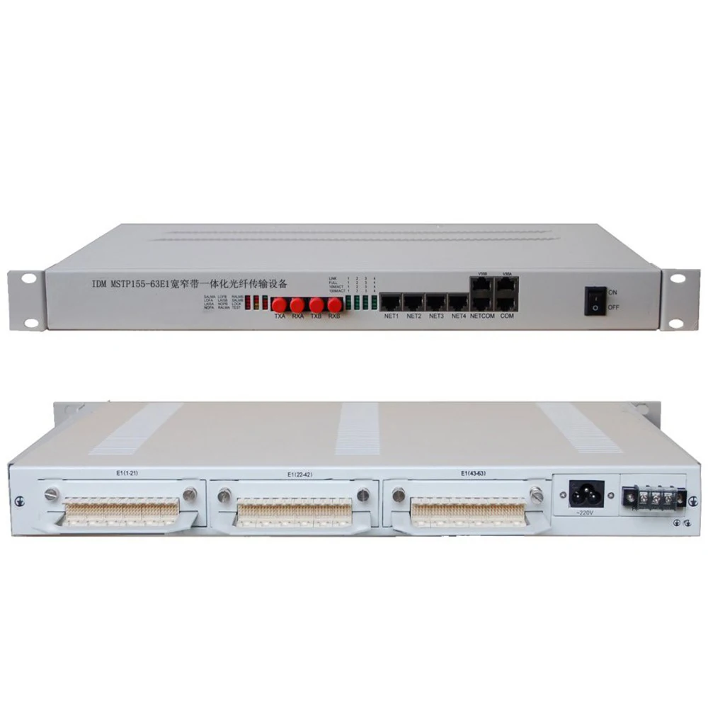 IDM MSTP155-63E1 DC-48V 19\" 1U 63 E1 over Fiber RS485/RS422 SDH ...