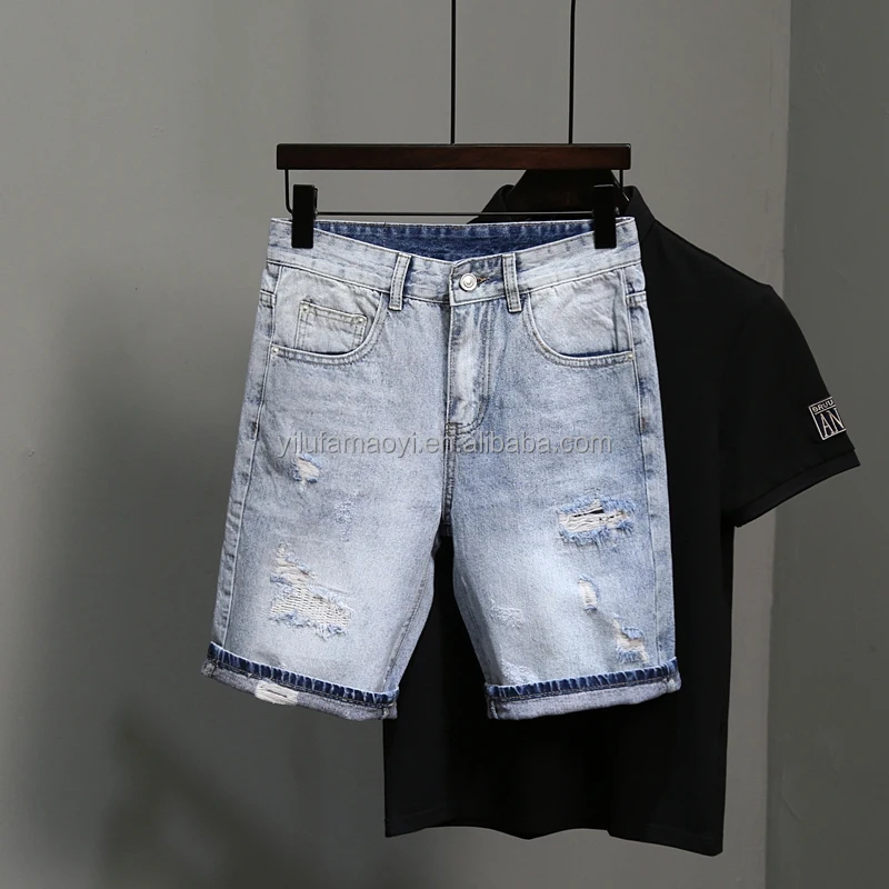 Men's Slim Fashion Short Jeans - Casual & Eco-friendly