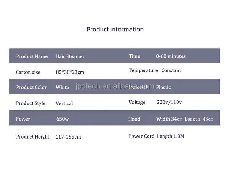 650w Hair Steamer - Height Adjustable Salon Steaming Machine