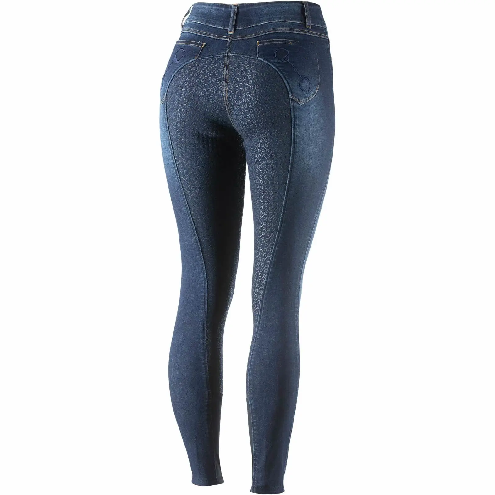 Womens Denim Blue Jeans Riding Full Seat Knee Breeches Silicone Riding ...