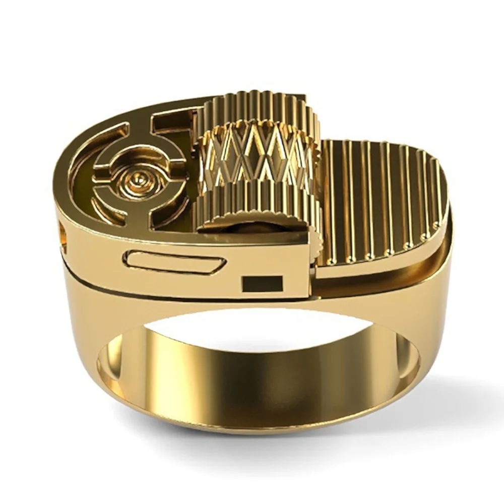 Brass Alloy Lighter Charm Finger Ring - Punk Jewelry