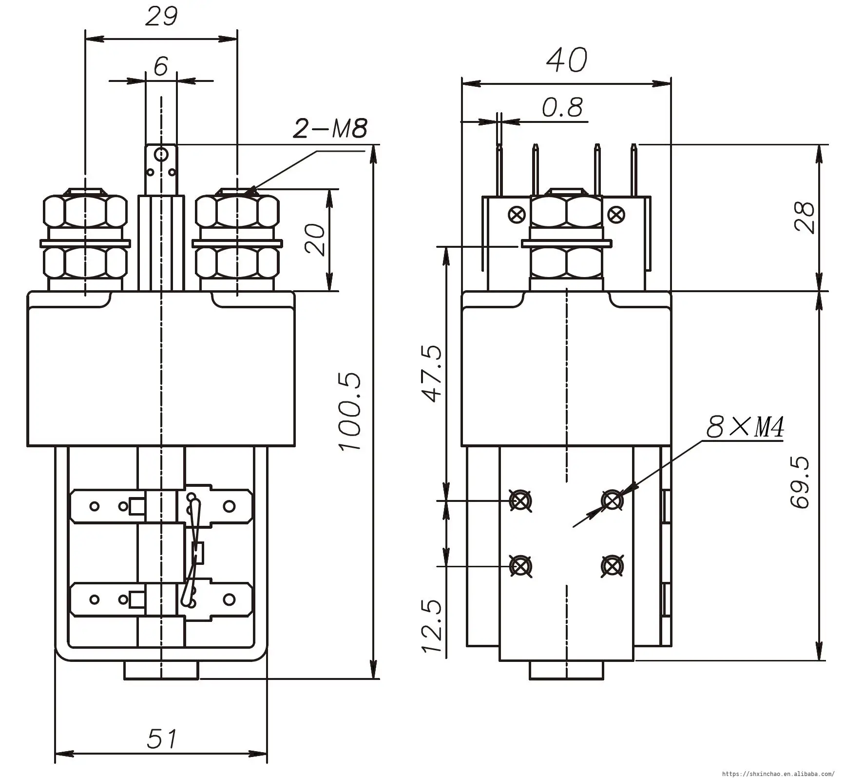 Newtrend 200A DC Contactor with Magnetic Latch & Aux. Contacts