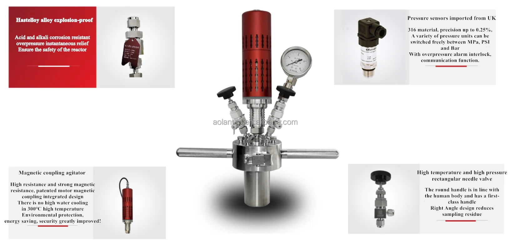 Lab Stainless Steel Chemical Stirred Autoclave Mechanical Stirring High ...