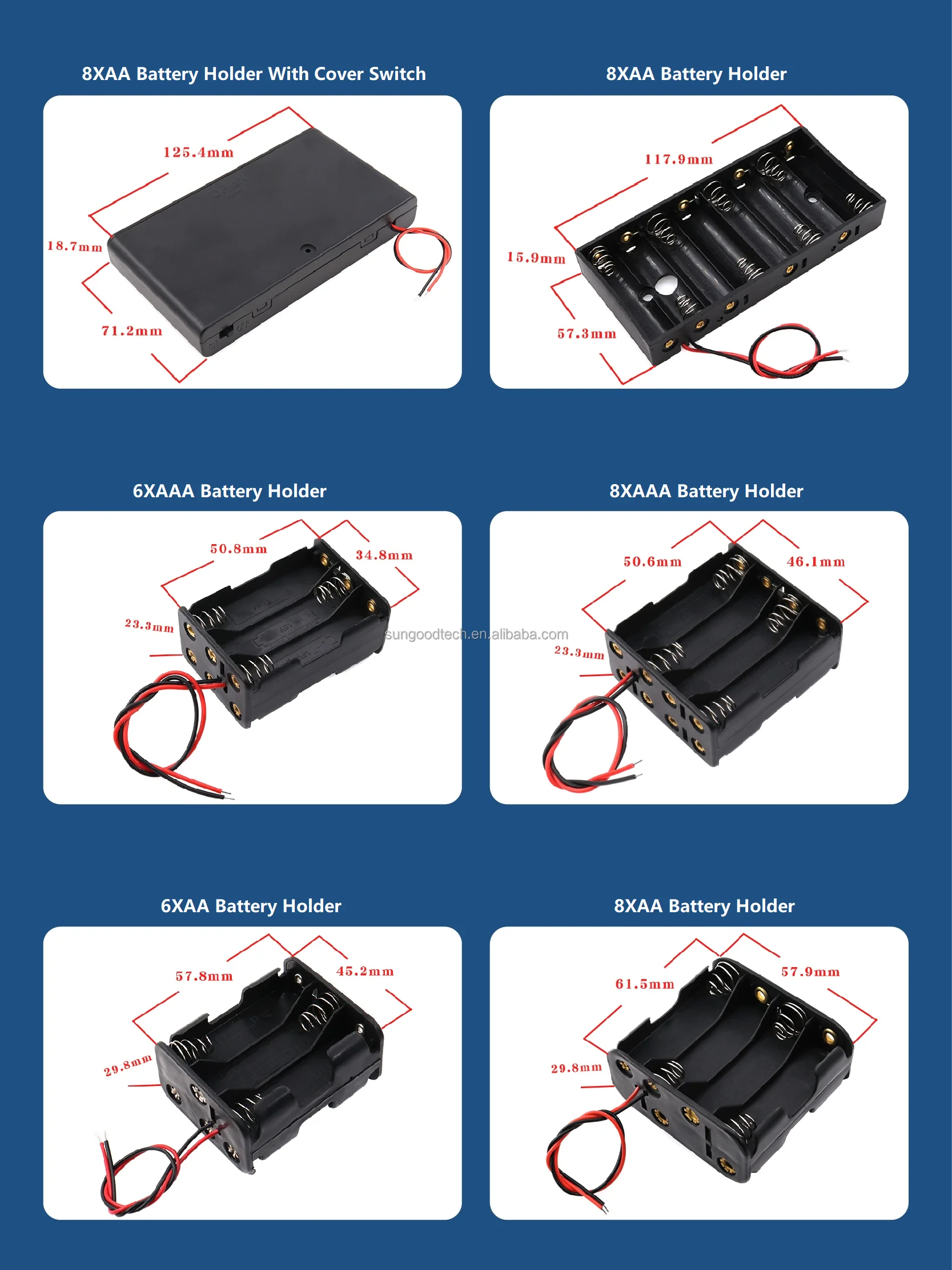 AA AAA 18650 Battery Holder Charging Holder With Cover Switch CR2032 ...