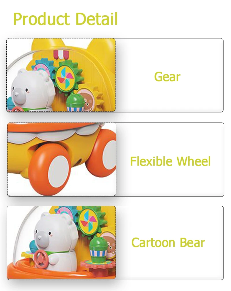 Funny Cartoon Bear Car Gear Set - Friction Toy for Kids