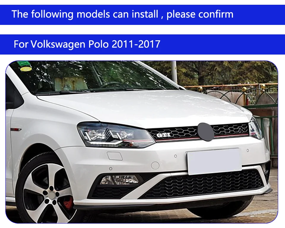 Car Front Lamps Assembly for VW Polo 2011- 2017 Headlight Upgrade LED ...