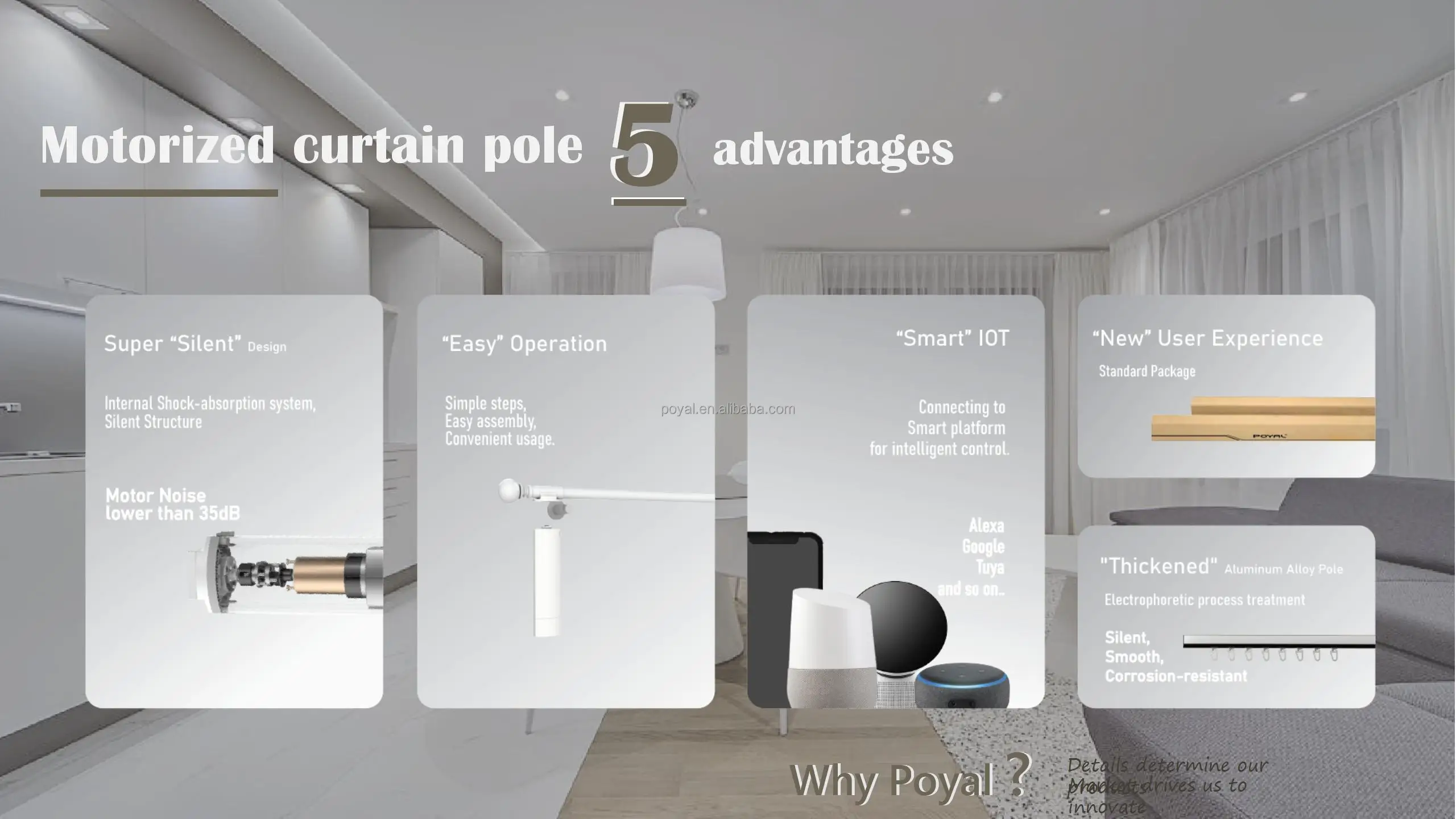 Motorized Drapery Rods Automatic Electric Curtain Motor And Poles For ...