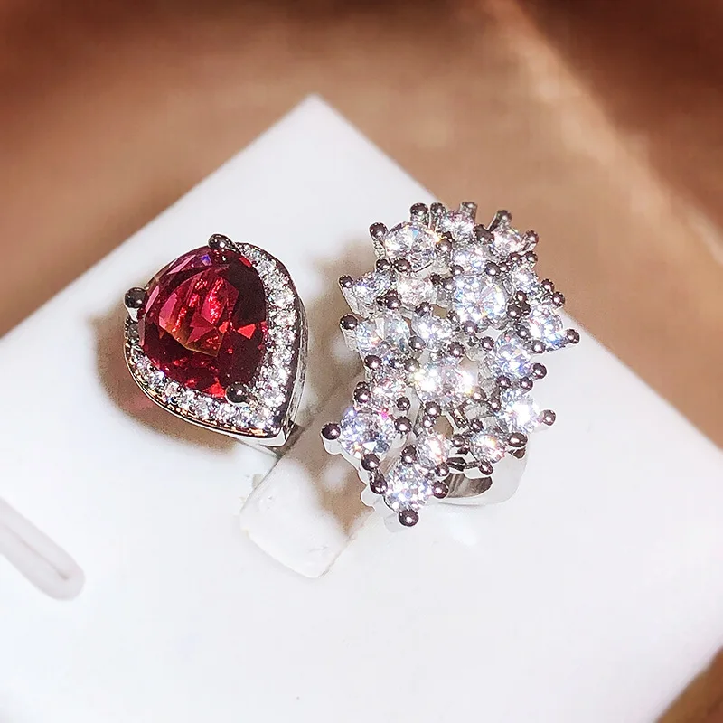 High End Jewelry KYRA01759 Luxurious Red Zircon Group Inlaid Diamond ...