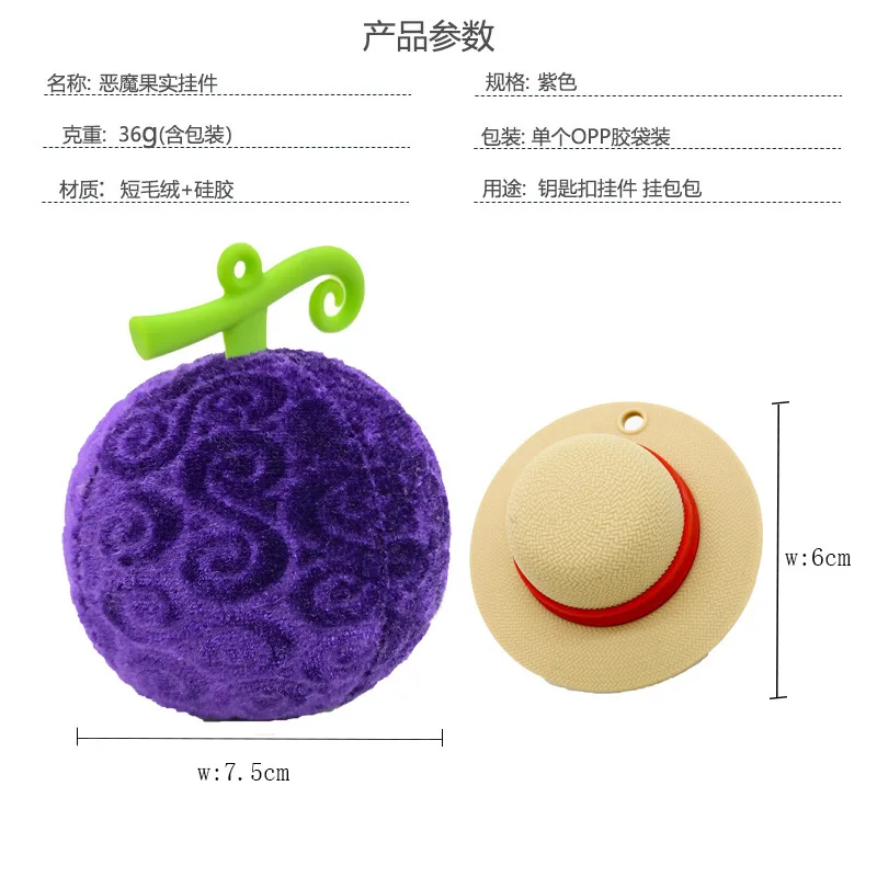 Cartoon Demon Luffy Straw Hat Pendant Purple Devil Fruit One Anime ...