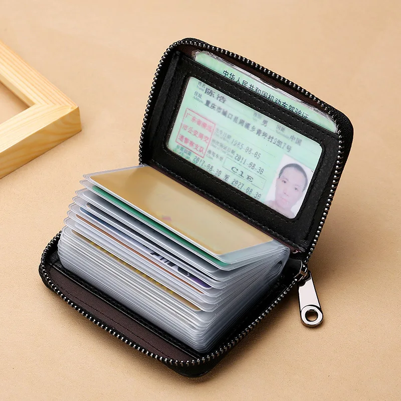 Tarjetero Cuero Negro Portatarjetas 20 Tarjetas Billetera Hombre RFID ...