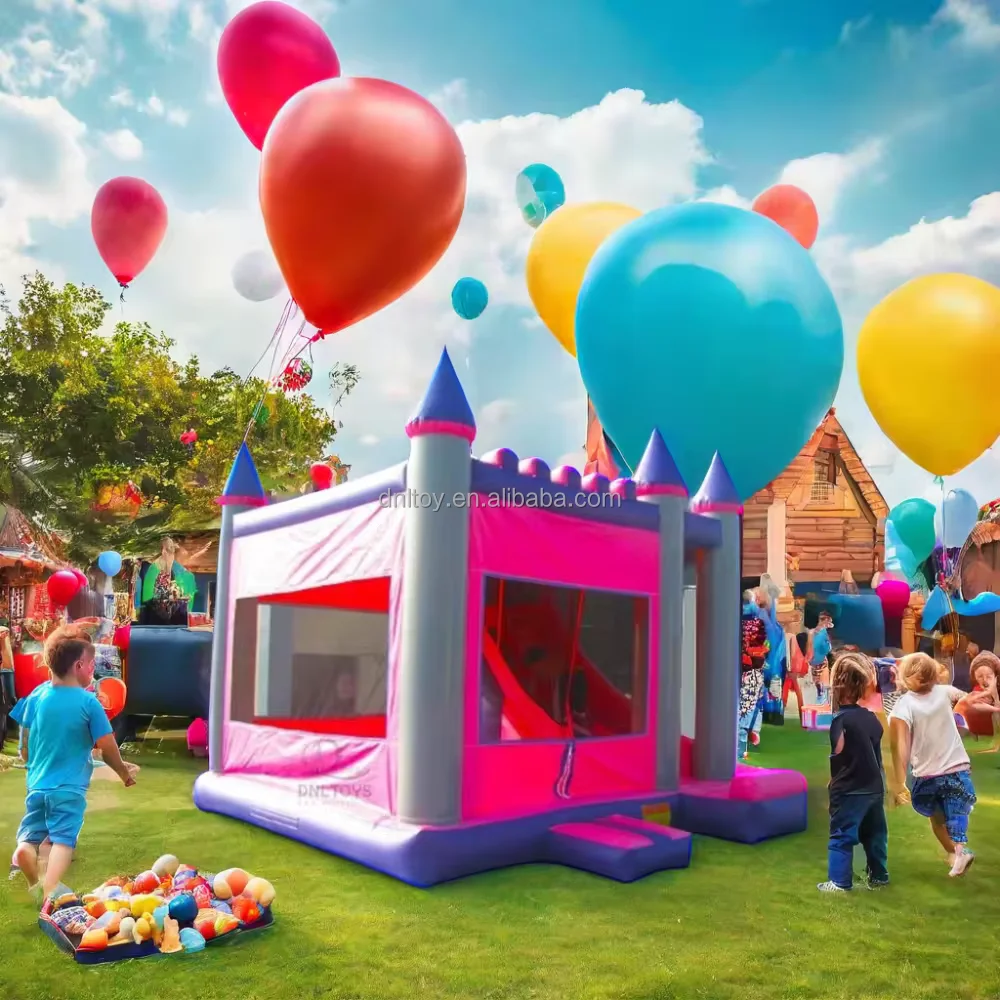 Inflatable Pink Bouncy Castle Moon Bounce House For Girl - Buy ...