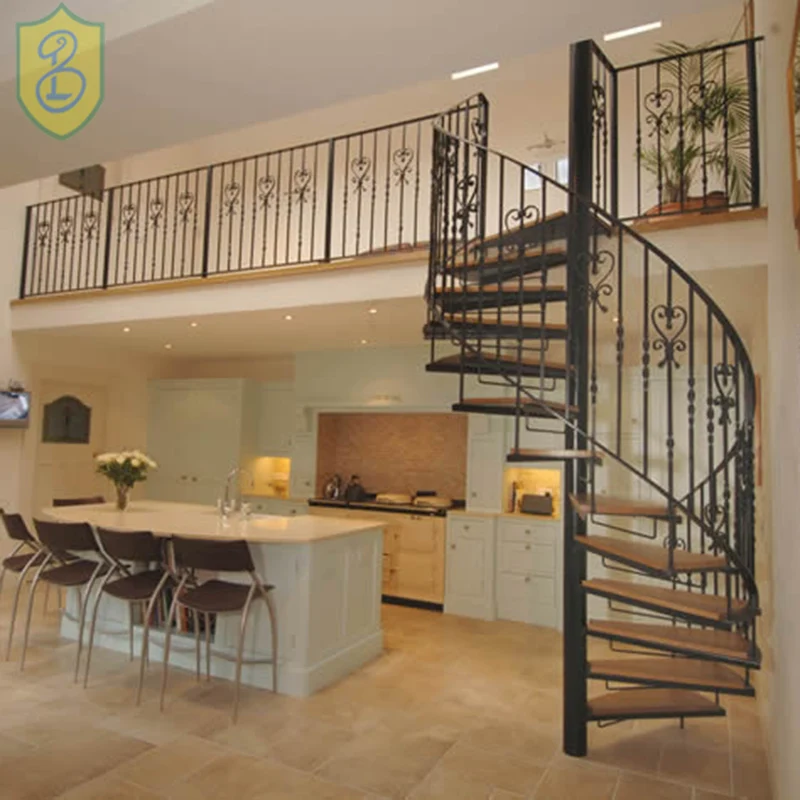 Curved Shape Steel Bar Spiral Staircase Design for Villa Indoor ...