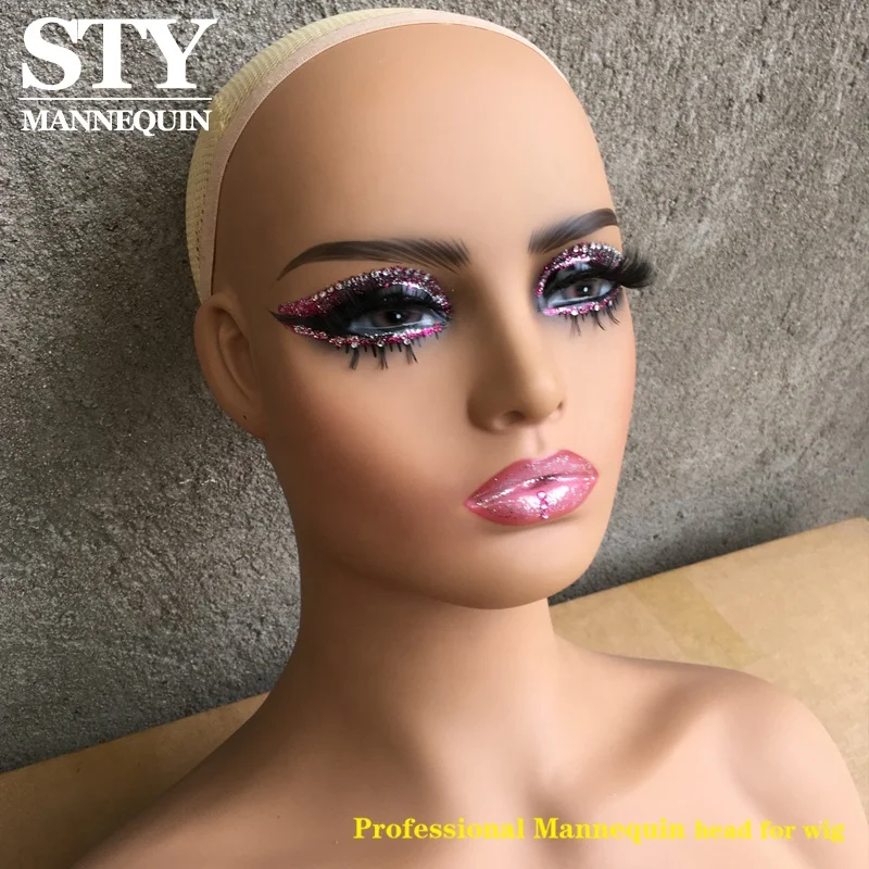 Pvc Mannequin Head With Shoulders Female for Wig Display African ...