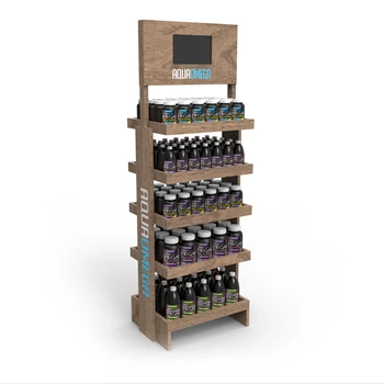 New Arrival Wood Beverage Bottle Display Rack Beer Floor Display Stand ...