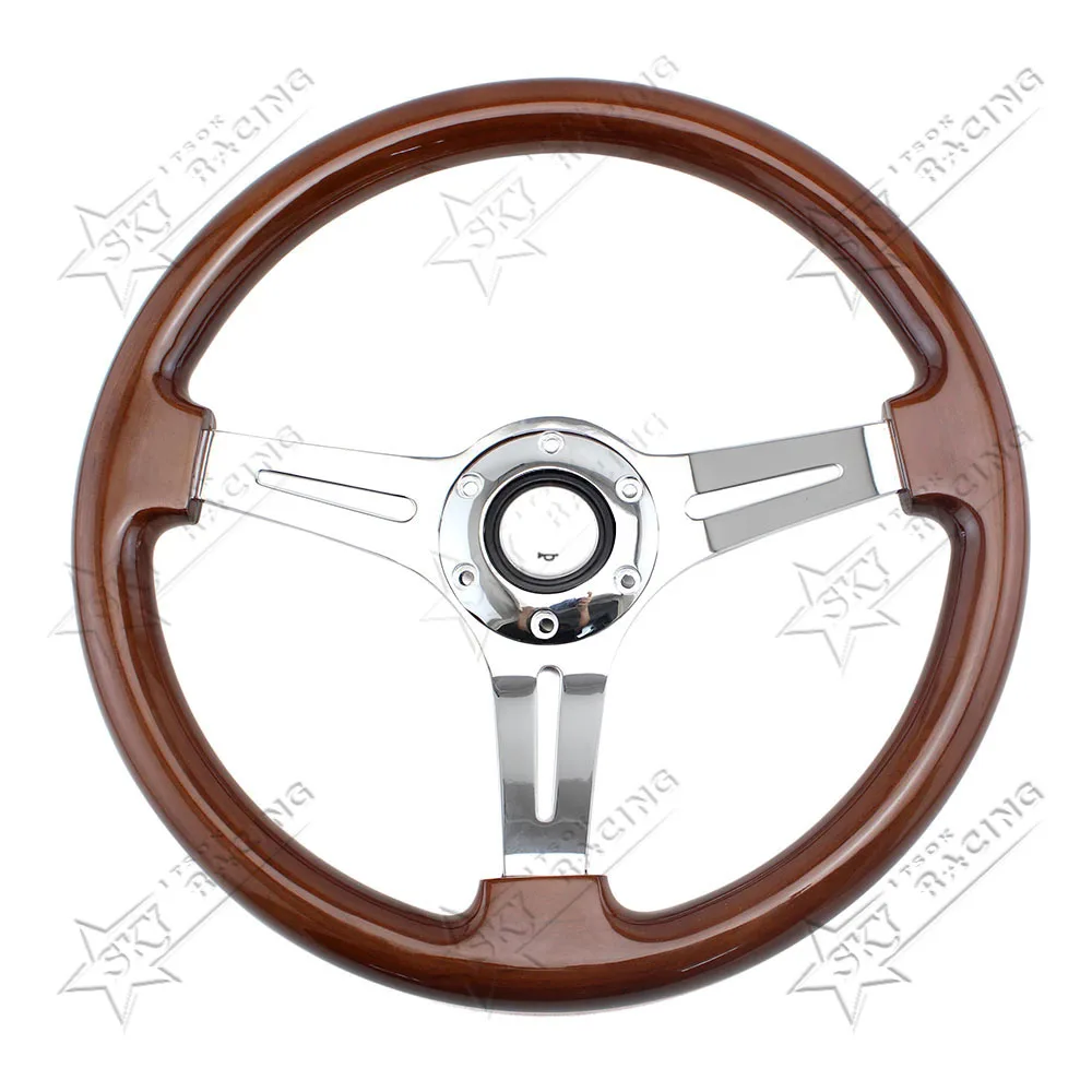 Universal 350mm Vintage Classic Wooden Nostalgia Luxury Silver Chrome 3 ...