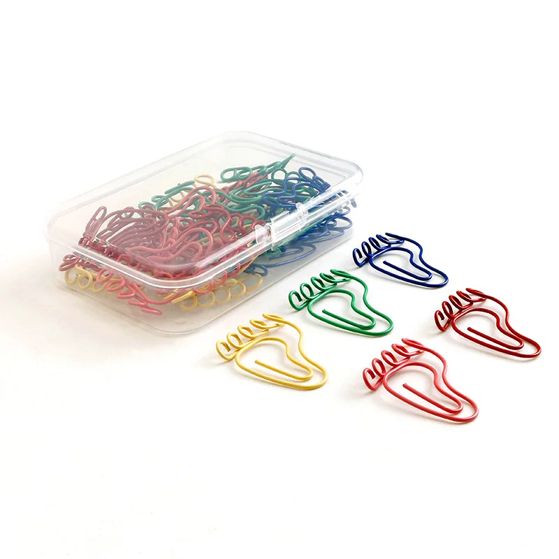 5 Colors Foot Shaped Paper Clips Mixed Colors 100pcs Per Bag Cute Fancy ...