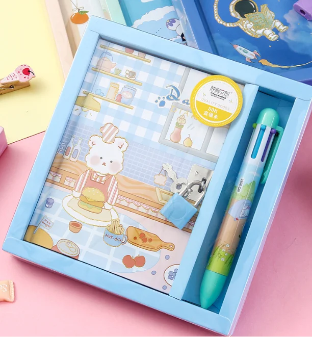 Cartoon Diary Journal Lockable Kawaii Kids Gift Set Diary Children Gift ...